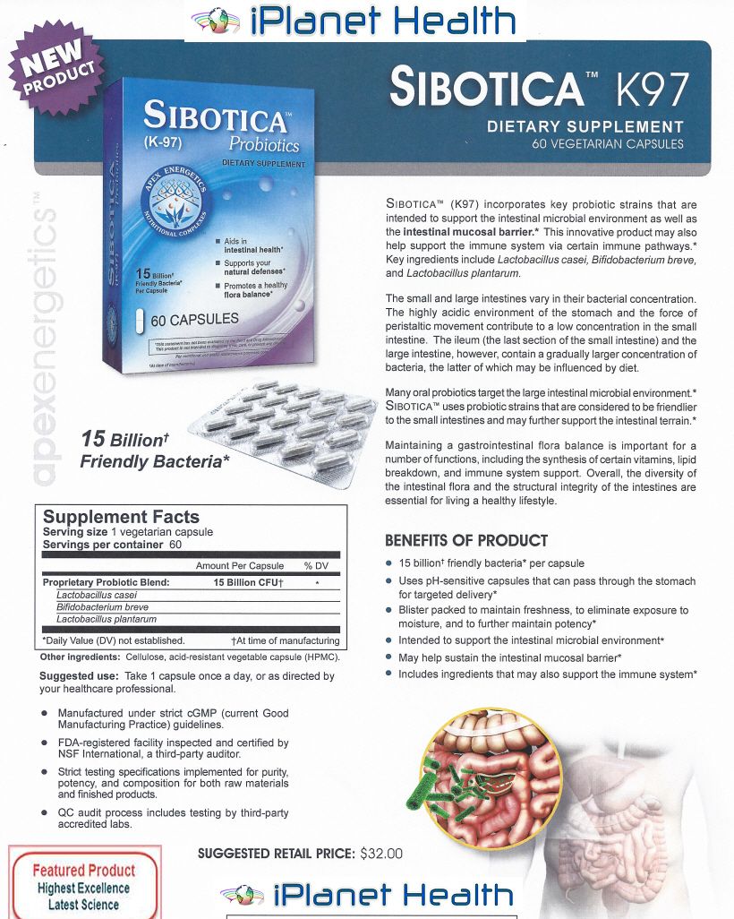 SIBIOTICA 60caps w/15.BillionCFU Probiotics by Apex Energetics
