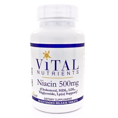 Niacin 500mg Extended Release 90t by Vital Nutrients-GT_VN02